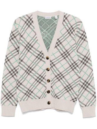 Burberry cardigan &agrave; carreaux - Gris