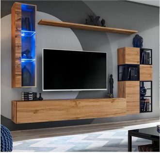 Paris Prix Paris Prix - Ensemble Meuble tv Design Switch ii 250cm Naturel & Noir