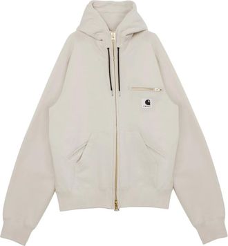 sacai Homme, Sweatshirts et sweats &agrave; capuche, Blanc, Taille: XS Veste Zipp&eacute;e en Coton