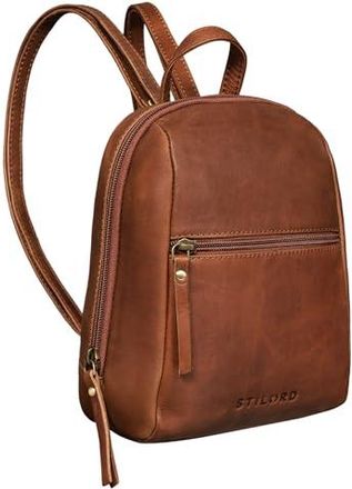 STILORD Lia Mini Sac à Dos Cuir Femme Daypack Vintage Petit Sac a Main Femmes Porte à lÉpaule Shopping Backpack XS Retro Cuir Véritable, Couleur:mocca - marro
