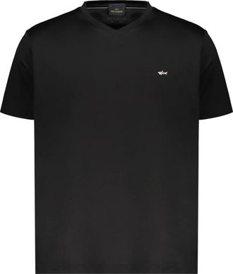 Paul & Shark Homme, Tops, Noir, Taille: 2XL T-shirt en coton avec logo brod&eacute;