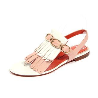 Santoni Wei&szlig;e Ledersandale mit Zehenriemen - - Shoes - Damen - Mehrfarbig - 37 1/2 EU