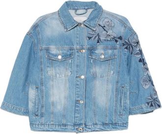 Ermanno Scervino Femme, Vestes, Bleu, Taille: 42 FR Veste en jean &agrave; d&eacute;tails floraux