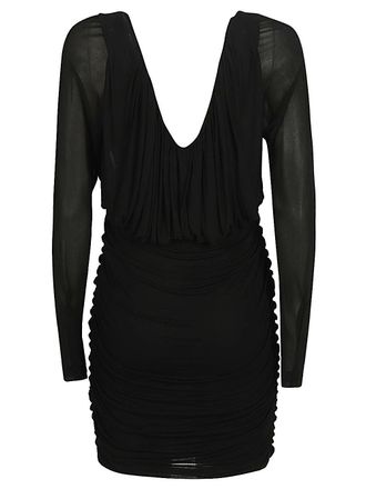 Saint Laurent Ruched Jersey Dress - Black