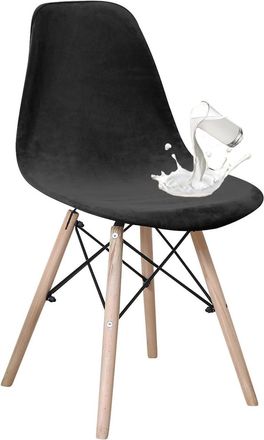 Generic Stretch-Stuhlbezüge Aus Velours Dehnbar, Waschbar & Universell Für Esszimmer, Küche, Hotel Und Feste(Black,6 PCS)