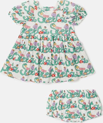 Stella McCartney Stella Vine Print Dress and Bloomers Set, Woman, Ivory/Multicolour, Size: 18m