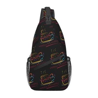 Generic G&acirc;teau DAnniversaire Color&eacute; Sac &Agrave; Dos Bandouli&egrave;re Multifonctionnel Sling Bag Antivol Sac Banane Pour Camping Shopping Quotidien