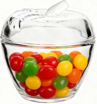 Cabilock Glasdose mit Deckel Klein - Bonboniere Glas Apfel Form, Transparente Vorratsdose f&uuml;r S&uuml;&szlig;igkeiten & Snacks, Apothekerglas f&uuml;r Bad & Schmuck, Zuckerdose