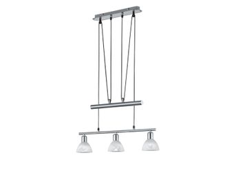 Trio Leuchten LED-JoJo-Pendelleuchte Levisto in Nickel matt, Glas alabasterfarbig weiß 371010307