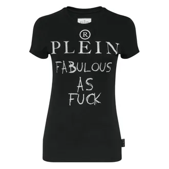 Philipp Plein Femme, Tops, Noir, Taille: 38 FR Pure with Crystals T-Shirt