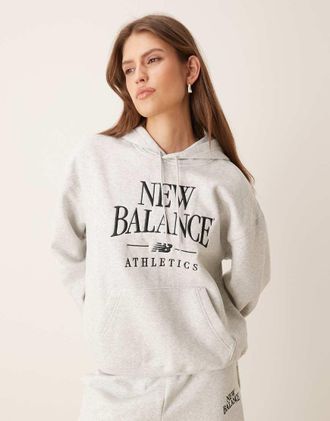 New Balance Trackside - Sweat &agrave; capuche en polaire - Gris