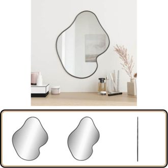 vidaXL Wandspiegel Schwarz 50x40 cm - Wandspiegel - Schwarzer Spiegel - Badezimmerspiegel - Schlafzimmerspiegel - Wohnzimmerspiegel