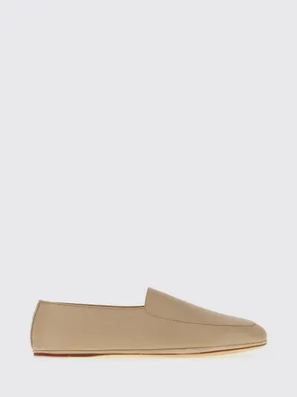 Loro Piana Mocassins plats en cuir dagneau lisse avec logo m&eacute;tallique