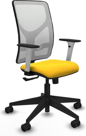 Piqueras y Crespo B&uuml;rostuhl mit hoher R&uuml;ckenlehne, mit wei&szlig;en und schwarzen Armlehnen, h&ouml;henverstellbare Lendenwirbelst&uuml;tze, ausgestattet mit 3 Positionen, Wei&szlig; / Gelb