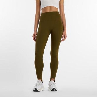 New Balance Femme NB Sleek High Rise Stirrup Legging en Marron, Poly Knit, Taille XS