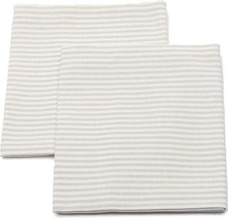 LinenMe Ensemble de 2 torchons Jazz en Lin et Coton Beiges