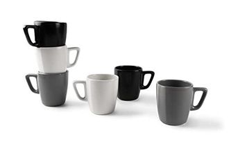 Excelsa Eclipse Lot de 6 tasses Mug 230 ml, céramique, blanc, noir et gris