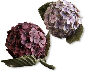 Loberon Dekoblume 2er Set Hortensie, naturnahe Eleganz, Deko-Hortensien, von Hand bemalt, Dekoration, Dekoobjekt, Polyresin, lila/pink