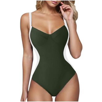 Generic Guhmomh Badeanzug Damen Bauchweg Push up Shape Schwimmanzug V Ausschnit Sexy Bademode für Frauen Verstellbarer Sport Bademode Strandmode Einteiliger R