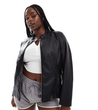 Only Veste en similicuir - Noir