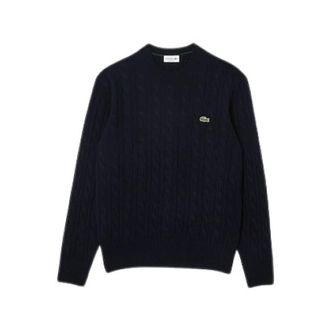 Lacoste Zopfmuster Pullover aus gek&auml;mmter Wolle - - Knitwear - Herren - Blau - L