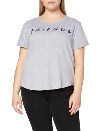 Friends Damen Titel T-Shirt, Grey Heather, 36