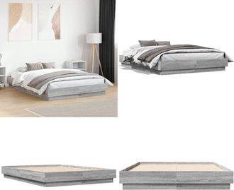 vidaXL Vidaxl - Cadre de lit sans matelas sonoma gris 140x190 cm - Cadre De Lit - Lit Double - Lit En Bois - Sommier - Bois Ding&eacute;nierie - Home & Living