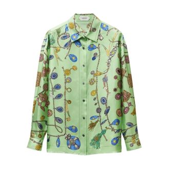 Versace Barocco Print Seidenhemd mit Knopfleiste - - Blouses & Shirts - Damen - Mehrfarbig - S