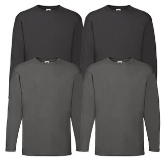 Fruit Of The Loom 4 T Shirt Longsleeve M L XL XXL Langarm Verschiedene Farbsets ausw&auml;hlbar (XXL, 2Graphit 2Schwarz)