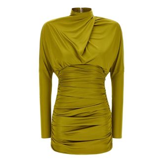 Balmain Femme, Robes, Vert, Taille: 34 FR Robe en jersey fluide drap&eacute;e