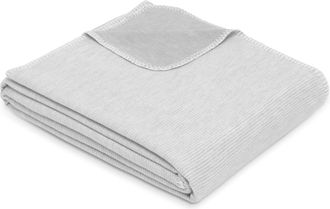 Ibena Lausanne Decke 140x200cm - Bio Baumwolldecke, Made in Germany, kuschelig & weich, Sommerdecke hellgrau