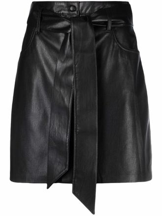 Nanushka minijupe &eacute;vas&eacute;e &agrave; taille ceintur&eacute;e - Noir