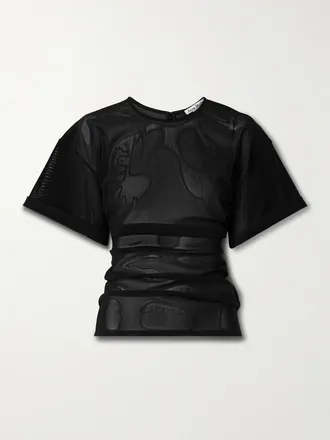 Acne Studios T-shirt En Résille À Fronces - Noir