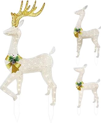 Generic Weihnachtsdekorationsset - Packung mit 3 LED-Figuren, wasserdicht, für den Außenbereich, beleuchtet als Weihnachtsdekoration für Haus, Garten, Rasen u