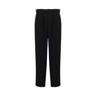 Laneus Pantalon slim en lin et viscose - Femme - Pantalons - Noir - Taille: 46 FR