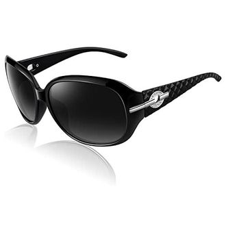 CGID Lunettes de Soleil Femme Polaris&eacute;es Designer Surdimensionn&eacute; Classiques Grand Lunettes De Soleil Dames Protection UV400 M184, Dames Monture Noir Lentil