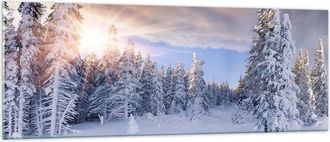 Arttor Panorama Bilder auf Glas Abenteuer alpen winter schnee Glasbild 140x50cm Wandbilder Dekoration Wohnzimmer Schlafzimmer K&uuml;che Gro&szlig; XXL Wanddeko Bild im