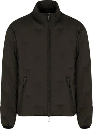 Emporio Armani Homme, Vestes, Noir, Taille: M Doudoune zipp&eacute;e en nylon avec micro-aigles incrust&eacute;s sur toute la surface