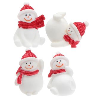 Cabilock 4 x Deko Figur Schneemann mit Winterm&uuml;tze,Polystein wei&szlig; mit bunten M&uuml;tzen,Schneem&auml;nner Figuren Geschenkdeko Winter Weihnachten