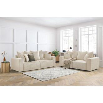 BOBOCHIC Bobochic - Ensemble canap&eacute; droit fixe 3 + 2 places envy velours c&ocirc;tel&eacute; Beige