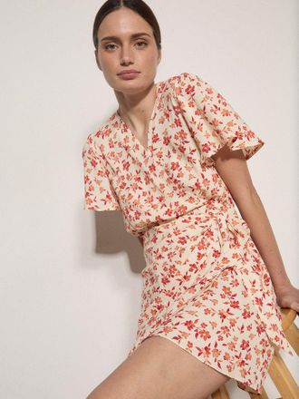 Apricot Minikleid Wickel-Minikleid (mit Stoffg&uuml;rtel) Druck