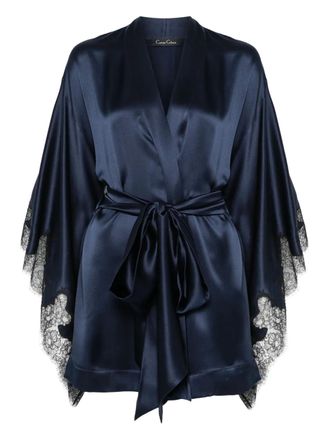 Carine Gilson Morgenmantel aus Seidensatin - Blau
