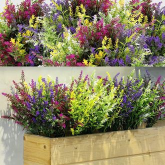 WILLBOND 12 Künstliche Lavendel Blumen Draußen Lavendel Kunstblumen für Künstliches Grün UV Beständige Pflanzen für Blumenarrangements, Tischdekoration