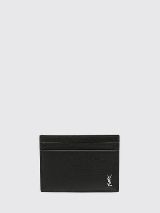 Saint Laurent Porte-cartes plat Tiny Cassandre en cuir de veau avec logo YSL