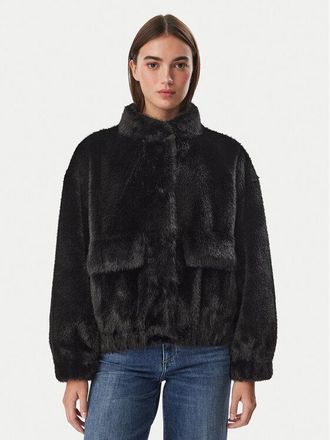 Liu Jo Pelzmantel WF6215 E1133 Schwarz Regular Fit