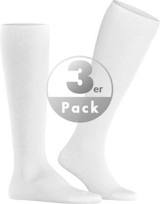 Falke Herren Kniestrümpfe weiß Baumwolle unifarben