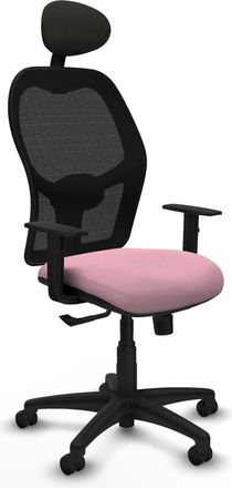 Piqueras y Crespo Drehstuhl mit 1D-Armlehnen, h&ouml;henverstellbarer Lendenwirbelst&uuml;tze und festem Kopfteil, ausgestattet mit 3 Positionen und Schneideschaum, Schwarz/Rosa