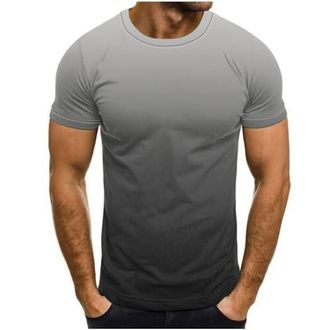 Generic T-shirt &agrave; col rond pour homme, l&eacute;ger, d&eacute;contract&eacute;, &eacute;l&eacute;gant, extensible, confortable, respirant, basique &agrave; manches courtes, chemise de course &agrave; pied et