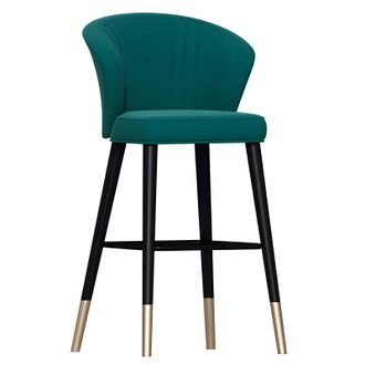 Generic Barhocker in Tresenh&ouml;he, Samtbezogene K&uuml;chenhocker mit schmiedeeisernen Beinen und gepolsterter R&uuml;ckenlehne, Fr&uuml;hst&uuml;ckshocker f&uuml;r K&uuml;cheninseln/Restaur