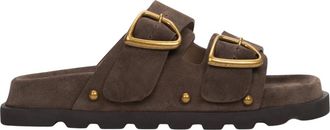 Estro & Luminara Femme, Chaussures, Brun, Taille: 36 EU Velour Slide Sandal